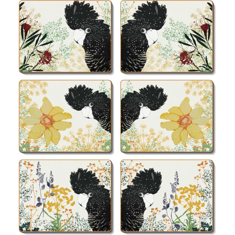 Cinnamon Cheeky Cockatoo Coasters Set | 6 Piece