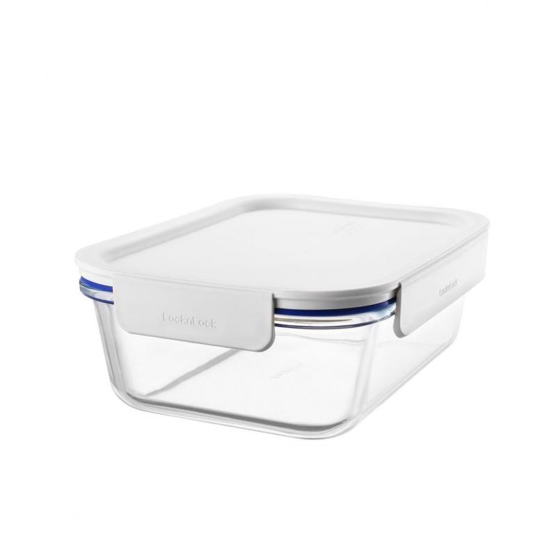 Lock & Lock Clear Glass Rectangle Container White | 1L