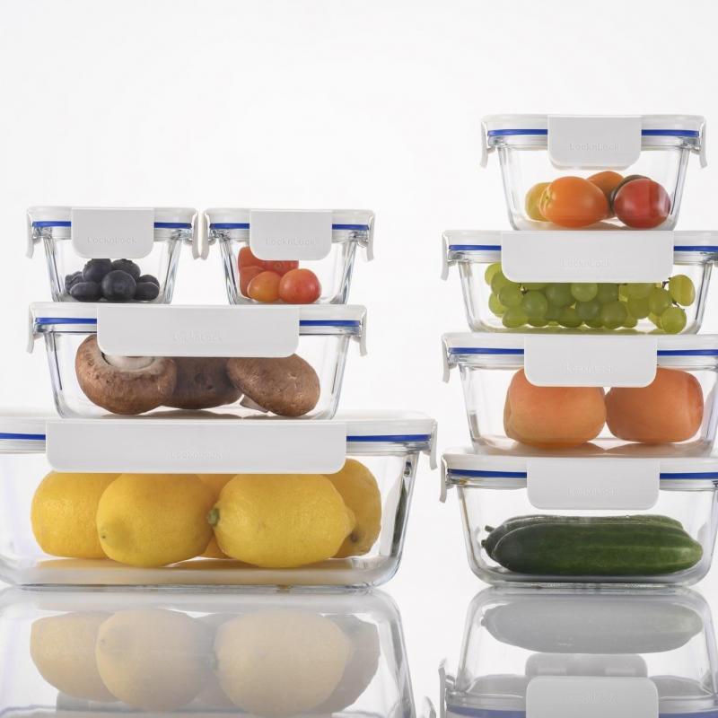 Lock & Lock Clear Glass Rectangle Container White | 1L