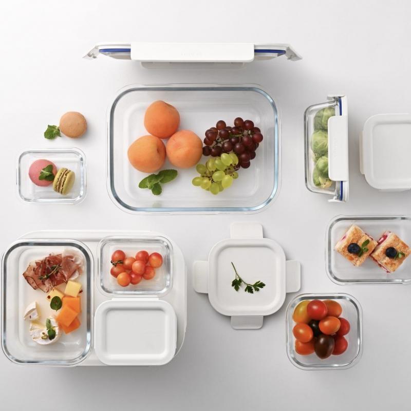 Lock & Lock Clear Glass Rectangle Container White | 2L