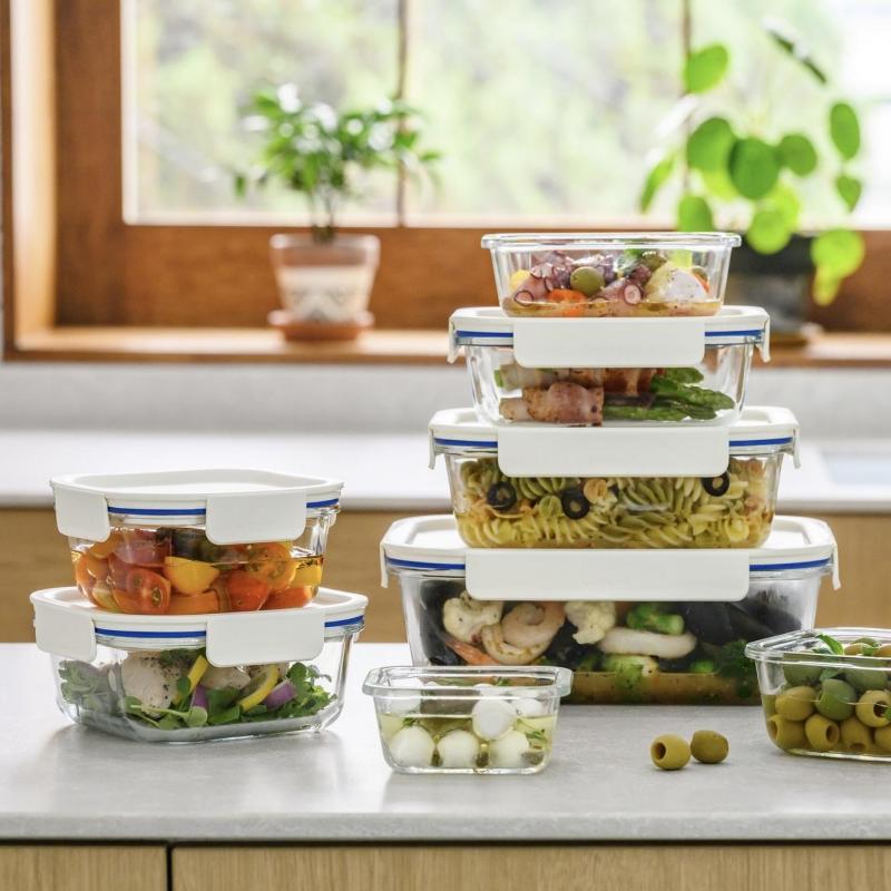 Lock & Lock Clear Glass Rectangle Container White | 2L